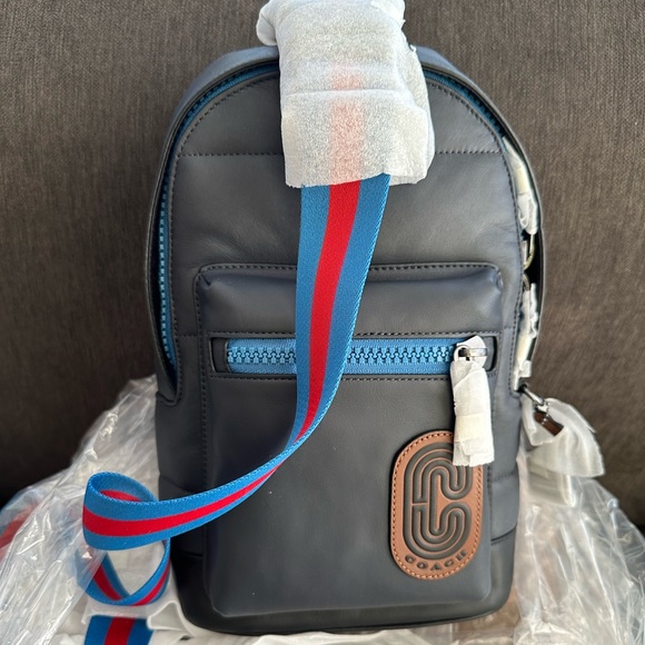 Coach | Bags | Bnwt Coach West Pack Blue Leather Unisex Hardware ...